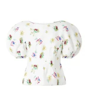 Gabriela Hearst Ayelet Floral Print Puff Sleeve Blouse - Ivory