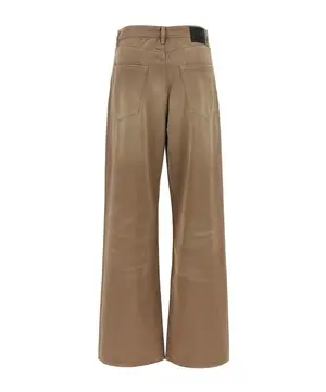 R13 Damon Pleated Jeans Wide Leg Trousers - Brown