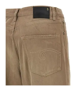 R13 Damon Pleated Jeans Wide Leg Trousers - Brown