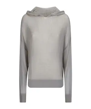 Rick Owens Long-sleeved Hooded Knit Sweater - Gray