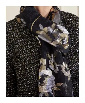 Valentino Garavani Camelia Silk Scarf With Metallic Fiber