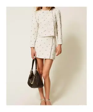 TWINSET Embellished Bouclé Mini Skirt