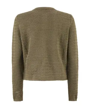 Fabiana Filippi Openwork Knit Crewneck Cardigan With Gemstone Buttons