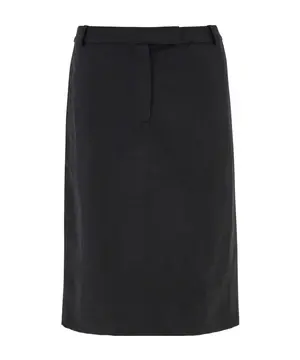 FERRAGAMO Wool Mohair Blend Knee Length Skirt With Asymmetrical Waistband - Black