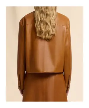 Marni Leather Overshirt With Flower Intarsia - Brown