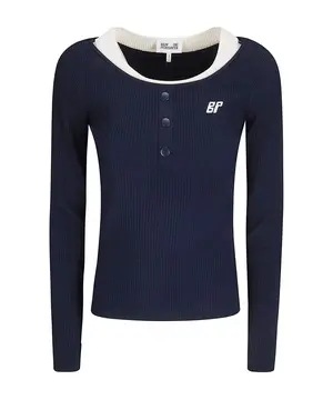 Baum Und Pferdgarten Clary Knit Top With Contrast Collar - Black