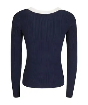 Baum Und Pferdgarten Clary Knit Top With Contrast Collar - Black