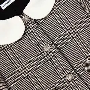 SELF-PORTRAIT Embellished Plaid Jacket With Contrasting Collar