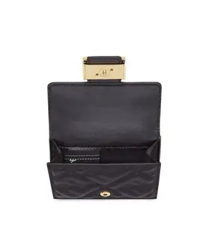 Fendi Micro Logo Embossed Trifold Wallet - Black