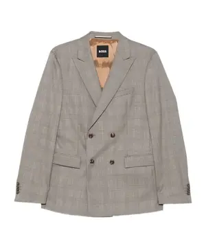 Hugo Boss Double-breasted Checked Suit - Gray
