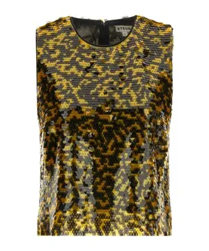 Staud Seraphina Sequin-embellished Sleeveless Top - Black