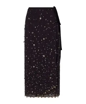 Staud Embellished Wrap Midi Skirt