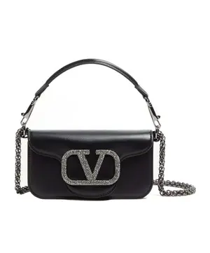 Valentino Garavani Locò Small Shoulder Bag With Jewel Logo - Black