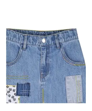 Marc Jacobs Patchwork Floral Detail Denim Skirt