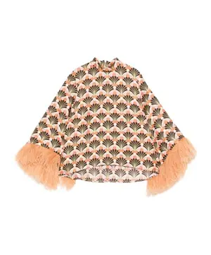 La DoubleJ Make An Exit" Feather-trim Top - Brown