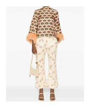 La DoubleJ Make An Exit" Feather-trim Top - Brown