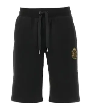 Dolce & Gabbana Logo-embroidered Drawstring Bermuda Shorts - Black
