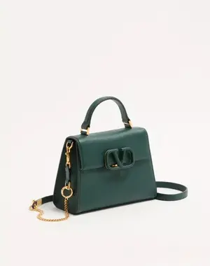 Valentino Garavani Vsling Small Handbag In Grainy Calfskin - Green