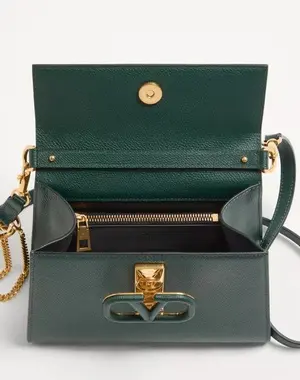 Valentino Garavani Vsling Small Handbag In Grainy Calfskin - Green