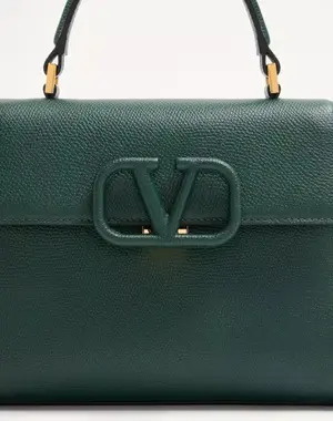 Valentino Garavani Vsling Small Handbag In Grainy Calfskin - Green