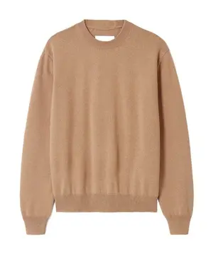 JIL SANDER Crew Neck Ribbed Trim Sweater - Brown