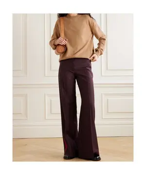 JIL SANDER Crew Neck Ribbed Trim Sweater - Brown