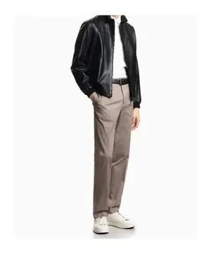 Emporio Armani Logo Plaque Tapered Stretch Trousers - Grey