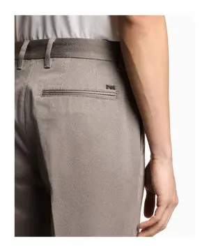Emporio Armani Logo Plaque Tapered Stretch Trousers - Grey