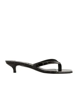 TOTEME Croc-effect Kitten-heel Sandals - Dark Brown
