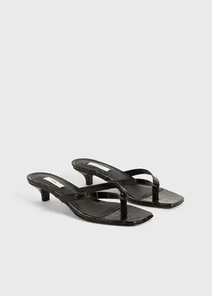 TOTEME Croc-effect Kitten-heel Sandals - Dark Brown