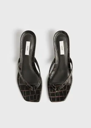 TOTEME Croc-effect Kitten-heel Sandals - Dark Brown