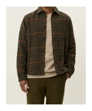 LES DEUX Kody Houndstooth Overshirt - Black