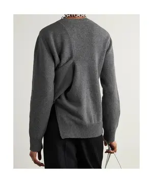 JIL SANDER Embellished Draped Wool And Cashmere-blend Sweater - Gray