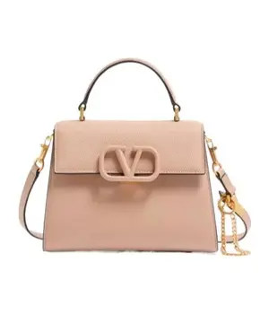 Valentino Garavani Vsling Small Handbag In Grainy Calfskin - Nude