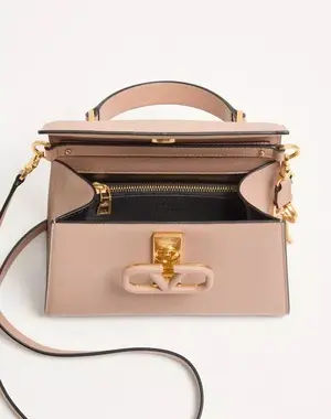 Valentino Garavani Vsling Small Handbag In Grainy Calfskin - Nude