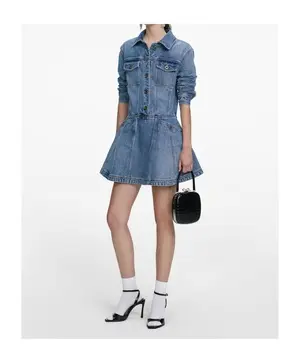 SELF-PORTRAIT Buttoned Denim Pocket Dress