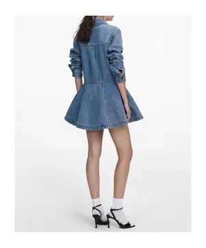 SELF-PORTRAIT Buttoned Denim Pocket Dress