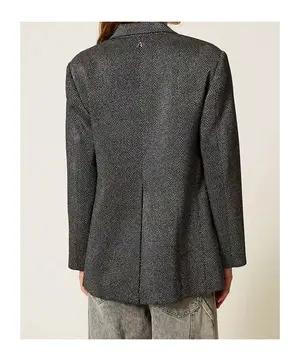 TWINSET Herringbone Double-breasted Blazer