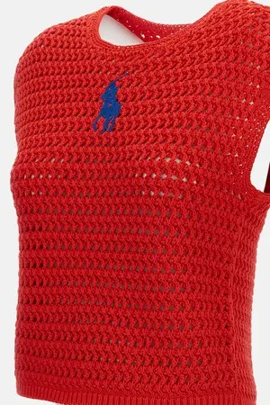 Polo Ralph Lauren Crochet Logo Detail Sleeveless Top