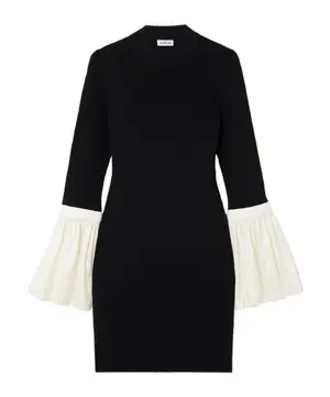 Simkhai Agathea Ribbed-knit Mini Dress With Statement Sleeves