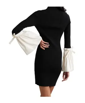 Simkhai Agathea Ribbed-knit Mini Dress With Statement Sleeves