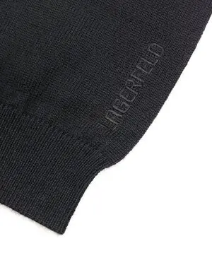 Karl Lagerfeld High Neck Long Sleeve Sweater - Black