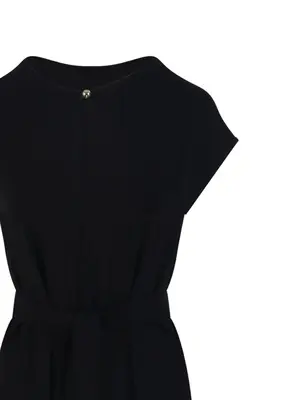 Max Mara Belted Midi Dress With Crew Neck And Short Sleeves - Black