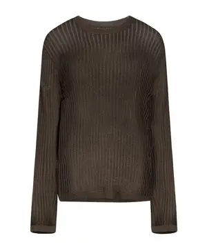 Loulou De Saison Hedora Sheer Ribbed Sweater - Brown