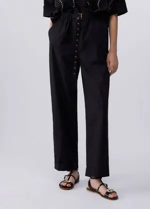 Liu Jo Belted Paperbag Waist Trousers - Black