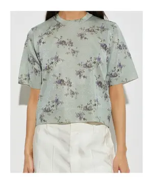 GANNI Floral Print Knit T-shirt