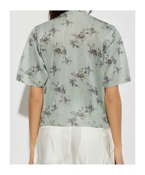 GANNI Floral Print Knit T-shirt