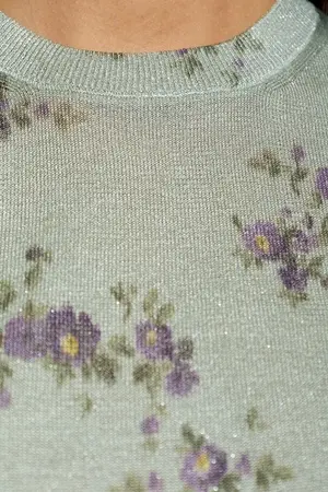 GANNI Floral Print Knit T-shirt