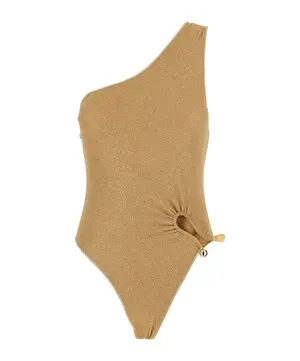 Oseree One Shoulder Maillot - Nude