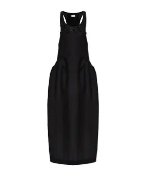Dries Van Noten Sleeveless Maxi Dress With Embellished Neckline - Black